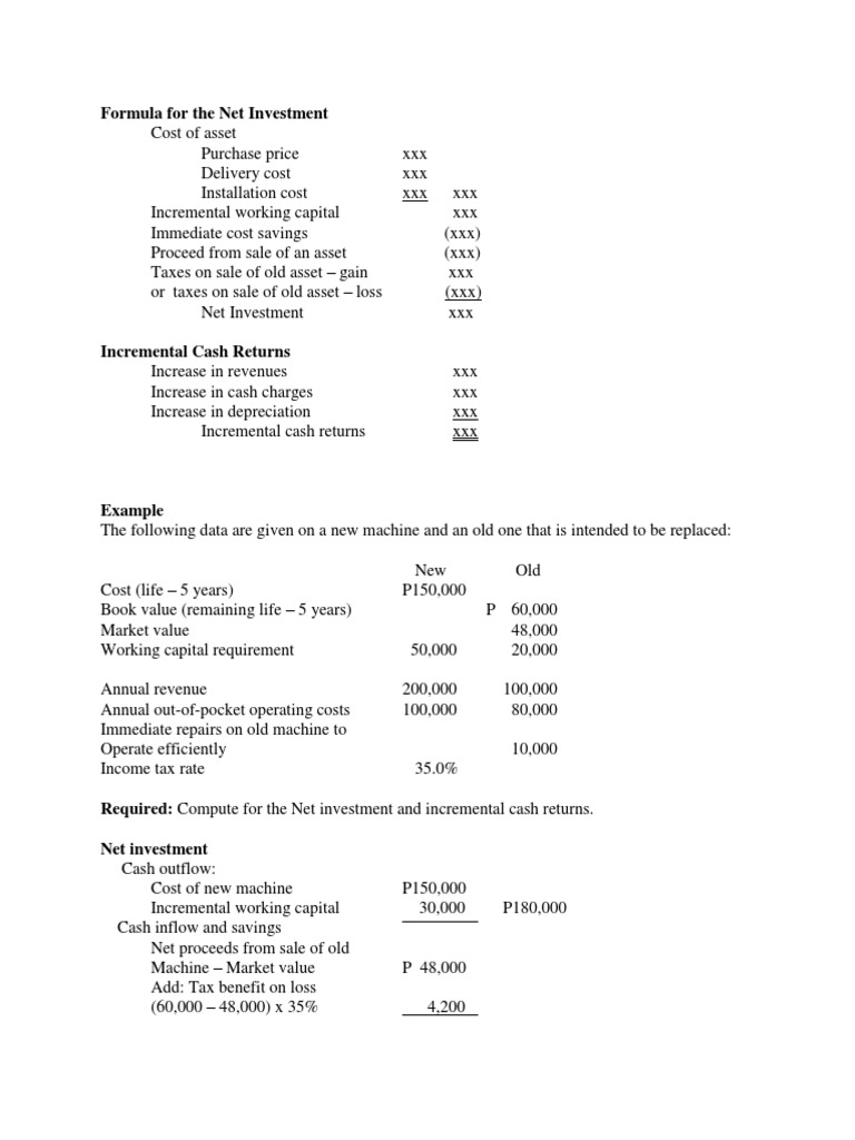 Formula For The Net Investment | PDF | Net Present Value | Capital ...