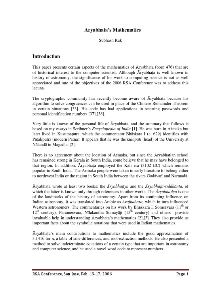 Matematico Aryabhatta
