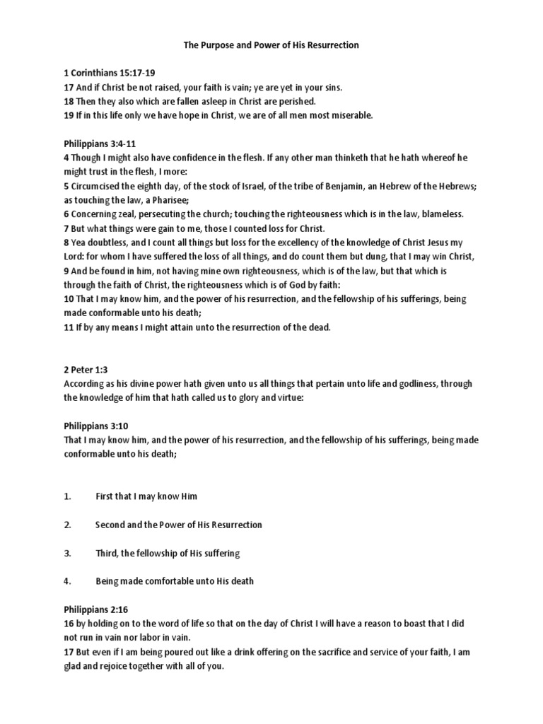 The Purpose and Power of His Resurrection | PDF | Resurrection Of Jesus ...