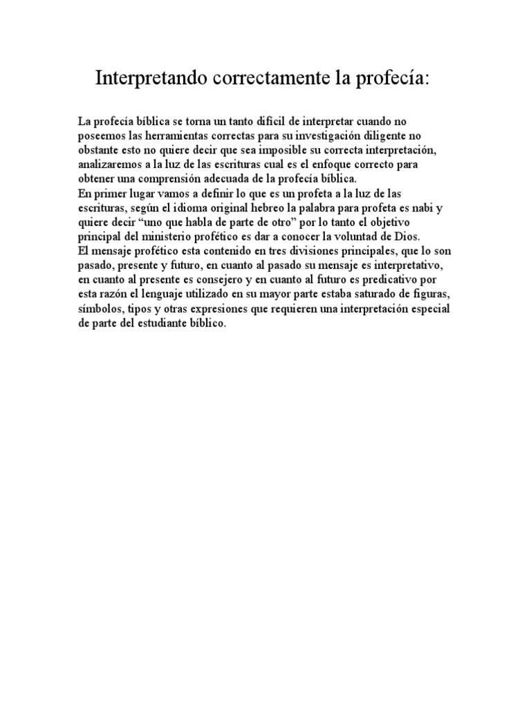 Interpretando Correctamente La Profecã A | PDF | Artes del Lenguaje y ...