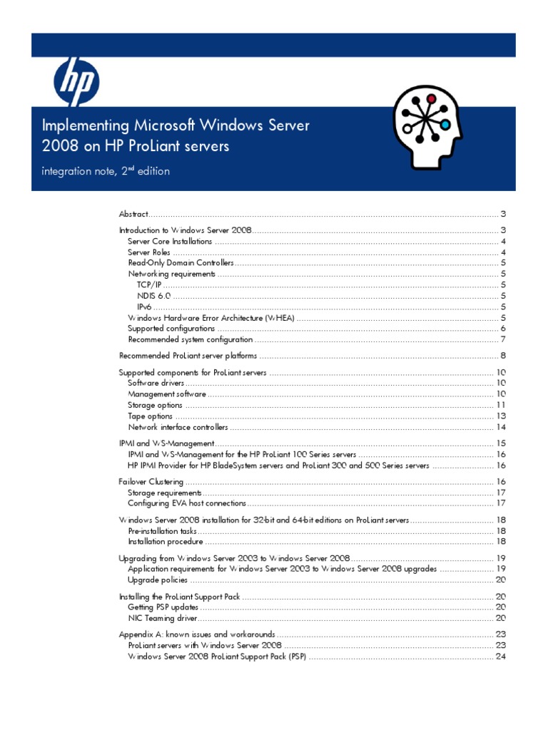 Implementing Win Server 2008 On HP Proliant | PDF | Windows Server 2003 ...