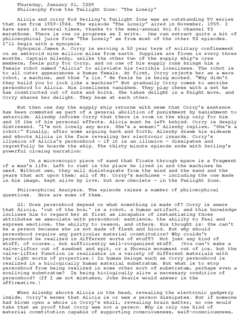 Philosophy From The Twilight Zone | PDF | Emergence | Metaphysics