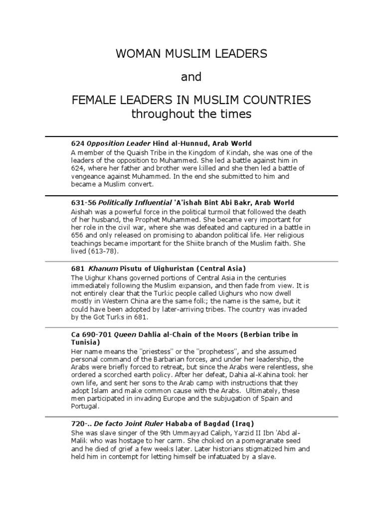Woman Muslim Leaders | PDF | History | Classics