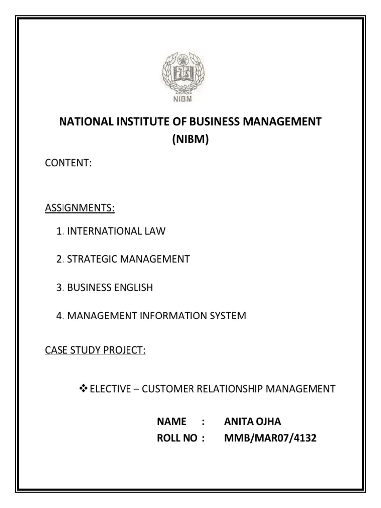 NIBM Assignments and Case Study Overview | PDF | Business