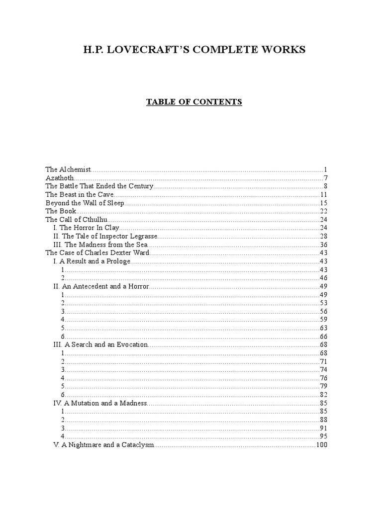 Lovecraft, H.P. - Complete Works | PDF