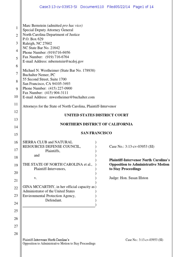 North Carolina Response To 2nd Motion For Summary Judgment 5/22/2014 ND ...