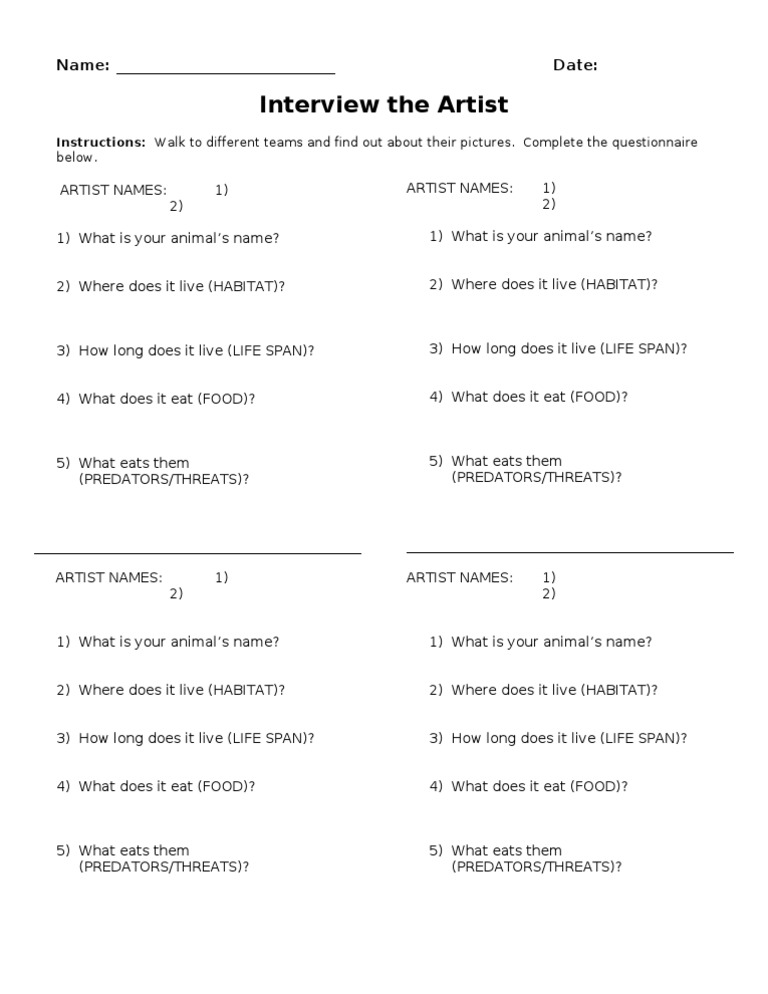 Animal Interview Questionnaire Template | PDF