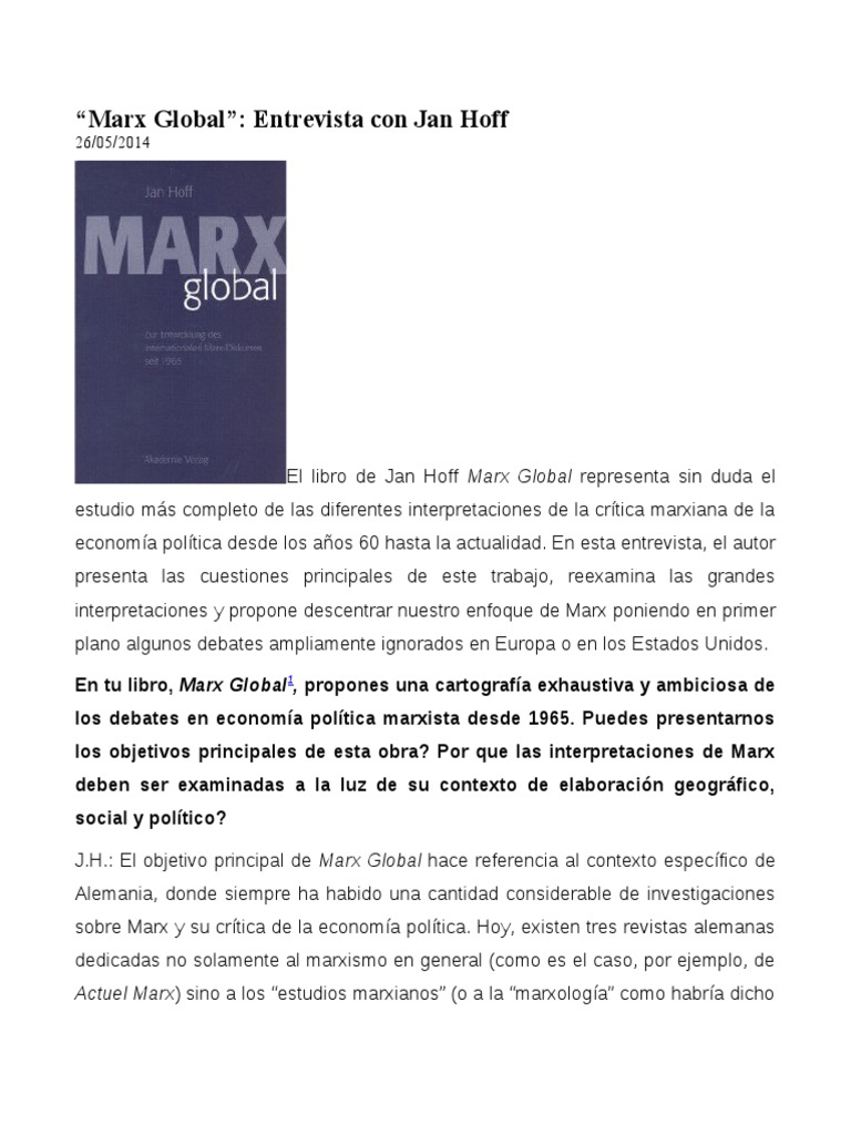 Marx Global-Jan Hoff | PDF