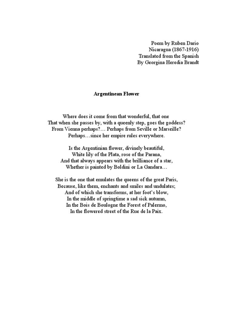 Ruben Dario Poems In English