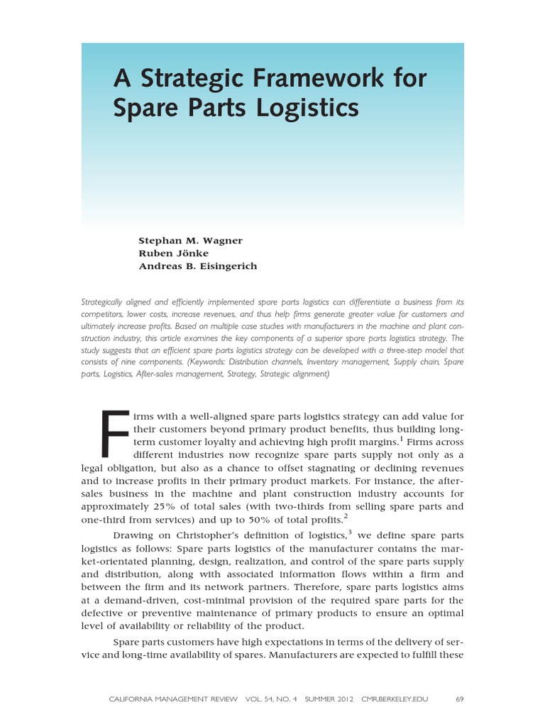 Spare Parts Mangmnt | PDF | Strategic Management | Logistics