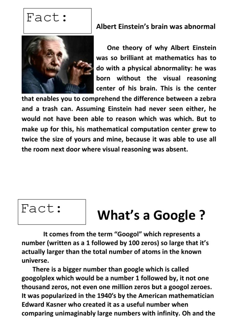 Fact:: Albert Einstein's Brain Was Abnormal | PDF | Teaching ...
