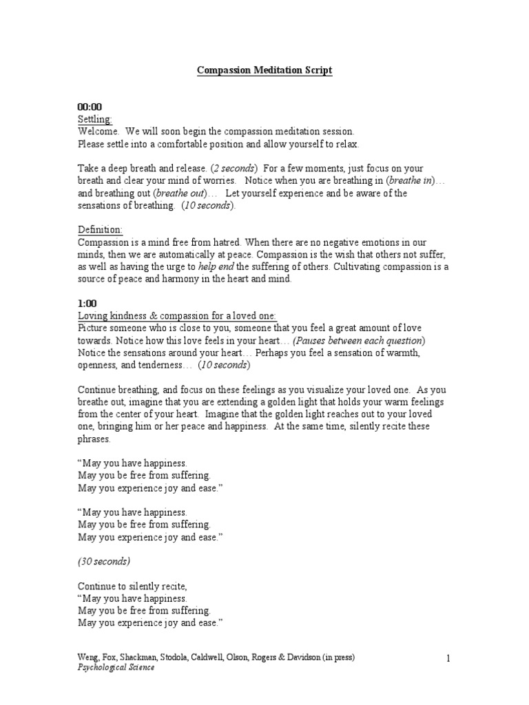 Cultivating Compassion: A Guided Meditation Script for Developing ...