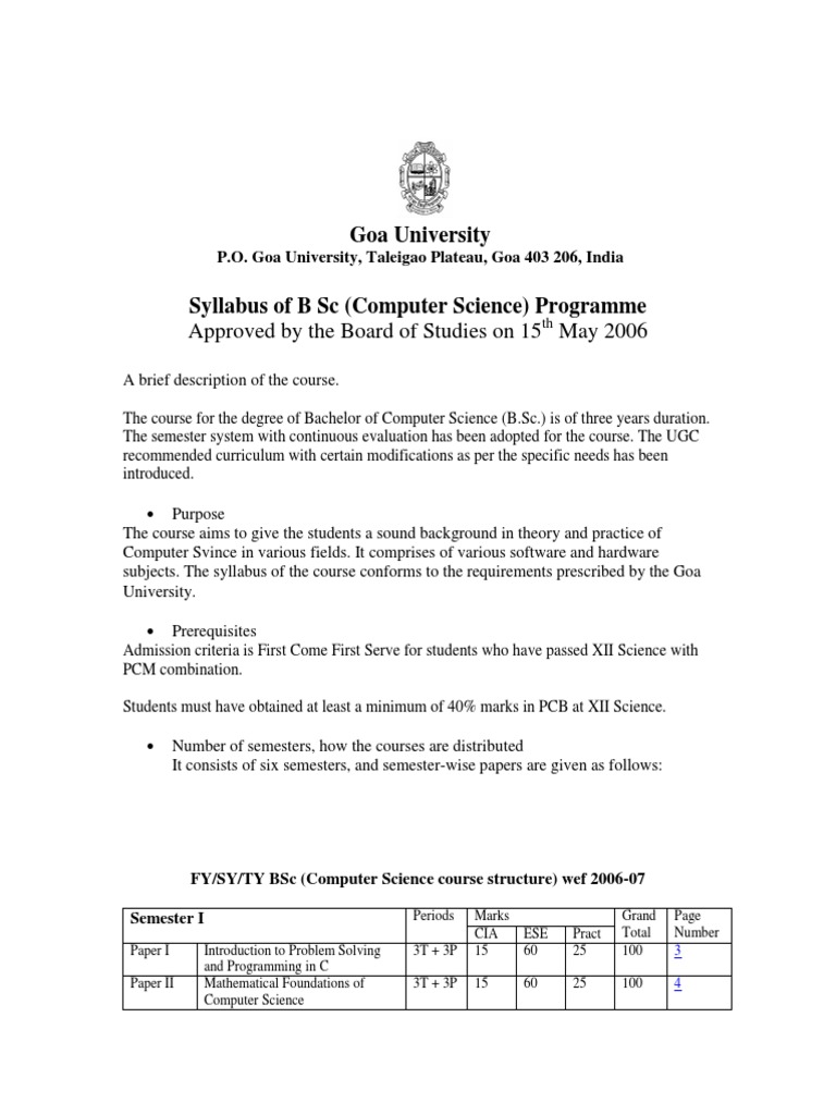 97 Syllabus B SC Computer Science | PDF | Computer Network ...