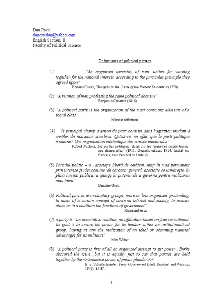 Definitions of Political Parties | PDF | Political Parties | Power ...