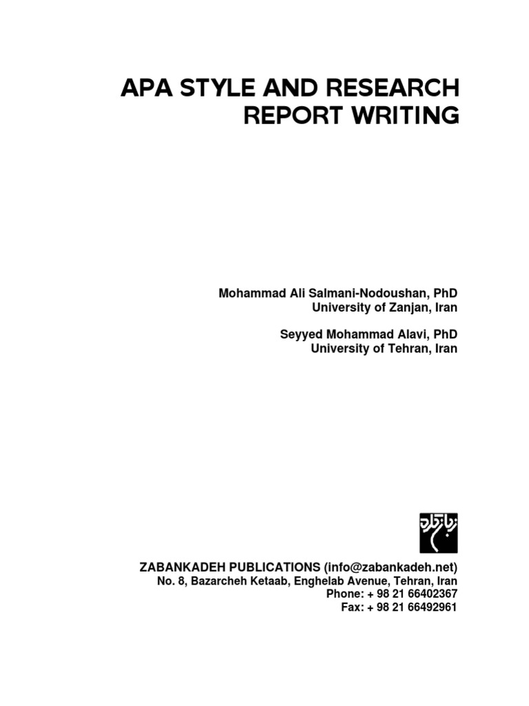 APA Style and Research Report Writing | PDF | Thesis | Paragraph