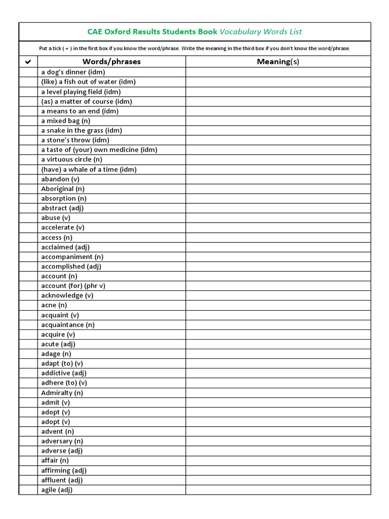 CAE Result Wordlist | PDF | Nature