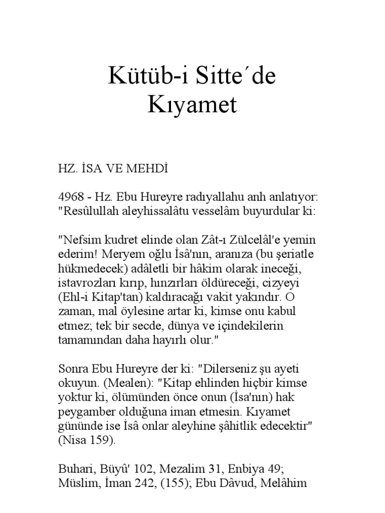Kütüb-I Sitte de Kiyamet | PDF