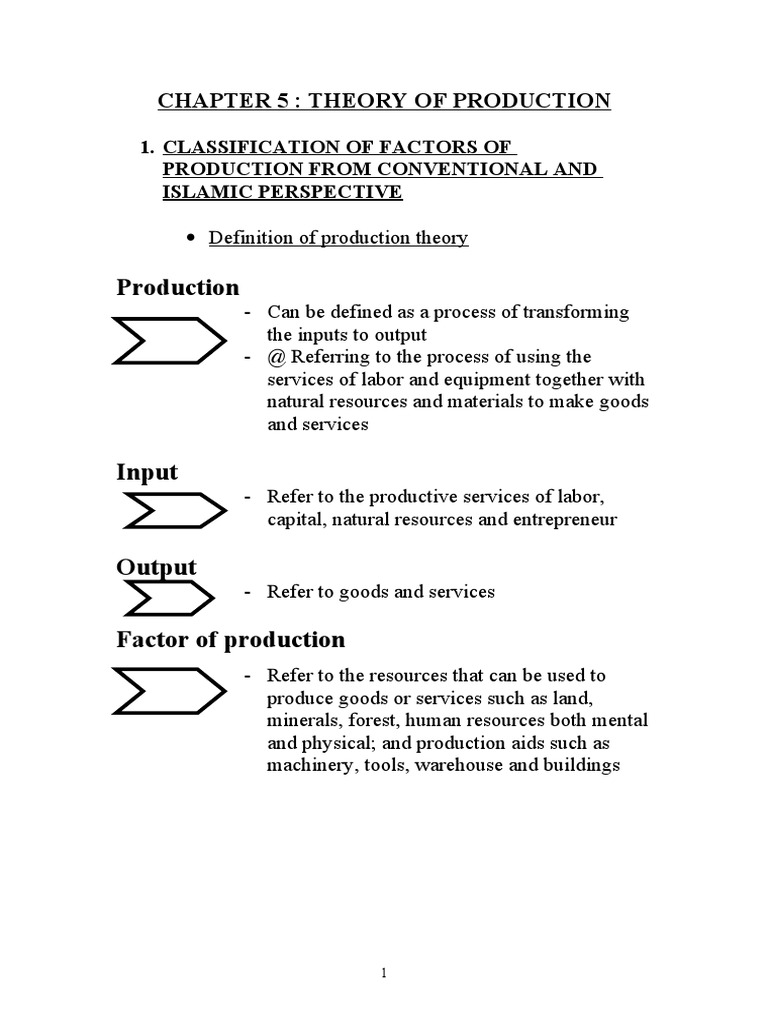 Chapter 5 Theory Of Production Pdf Factors Of Production