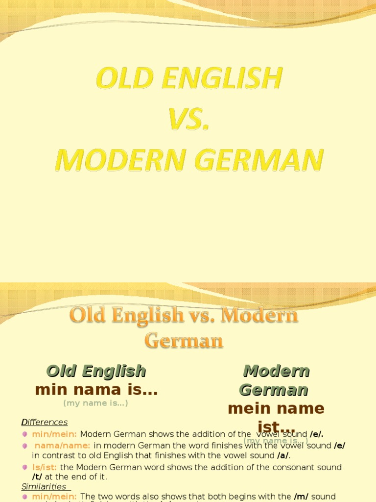 Old English Vs Modern German | PDF | English Language | German Language