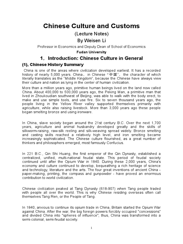 Chinese Culture and Customs | PDF | Confucianism | Confucius