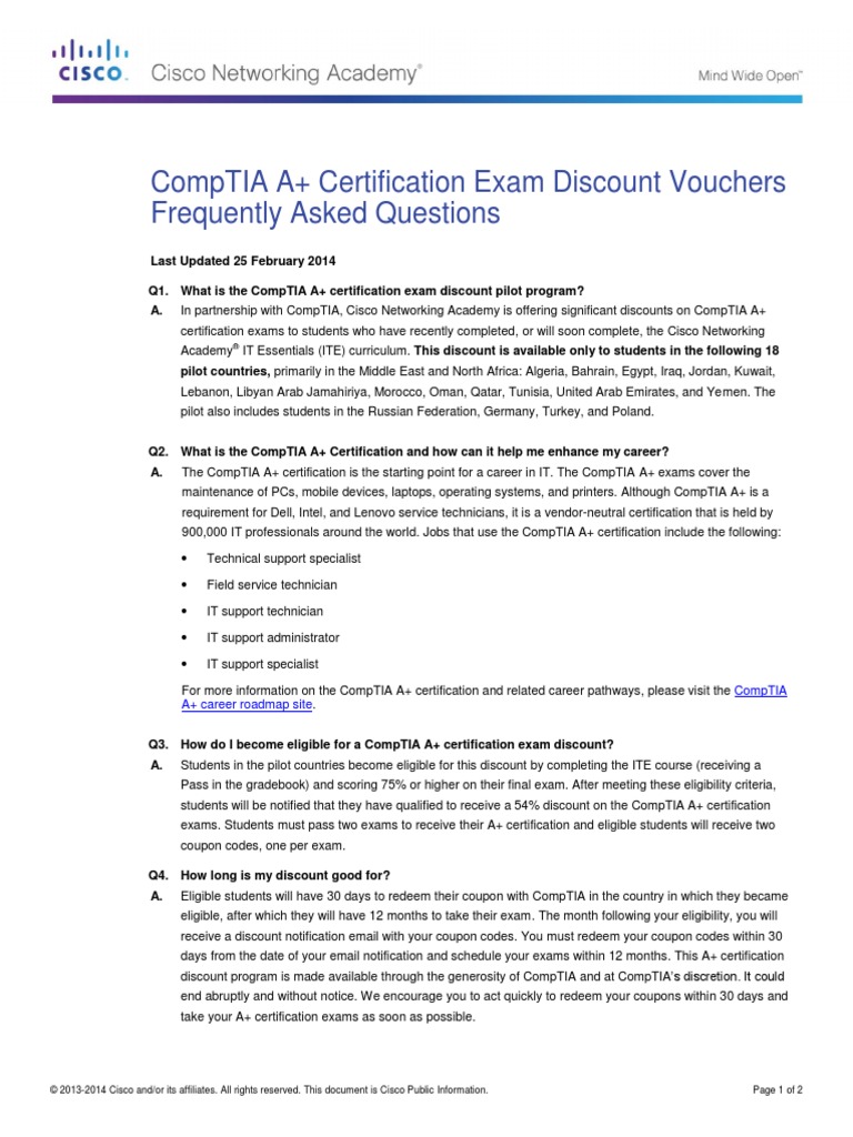 CompTIA A+ Discount Vouchers FAQs | PDF | Comp Tia | Coupon