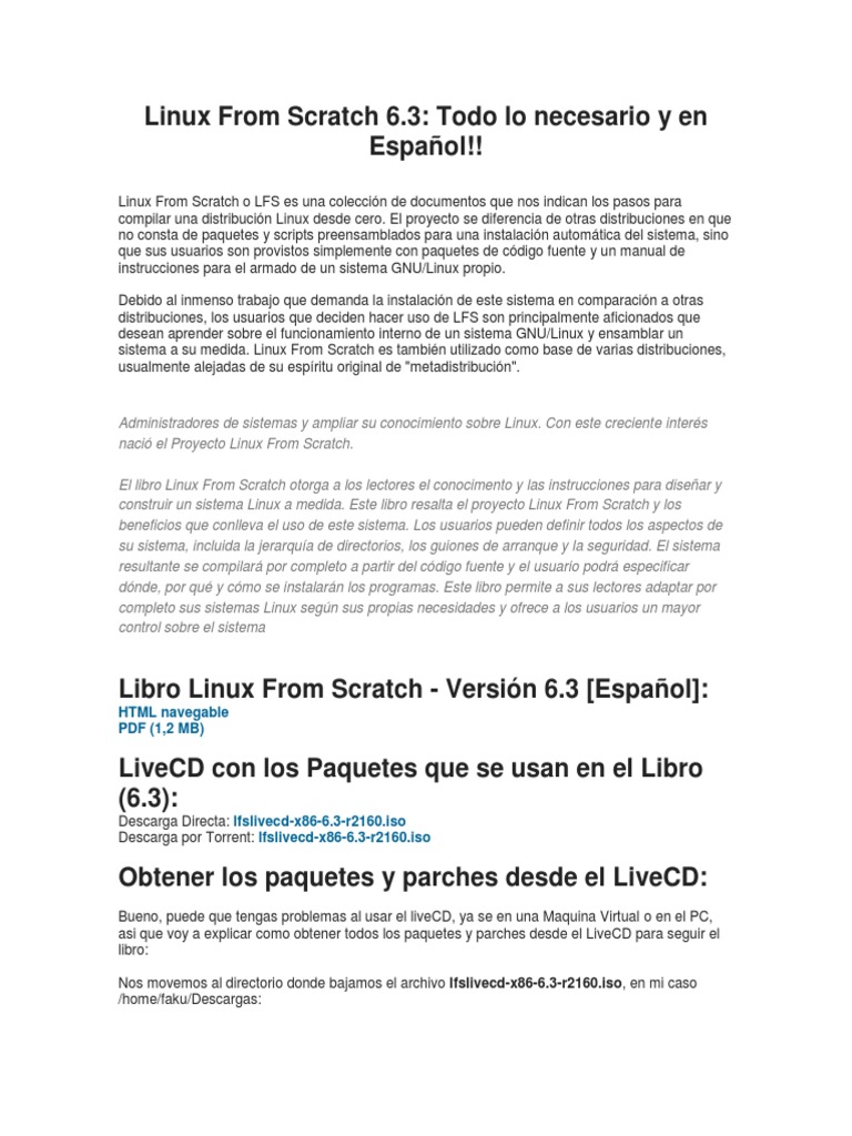 Linux From Scratch 6 | PDF | Distribución de Linux | Software del sistema