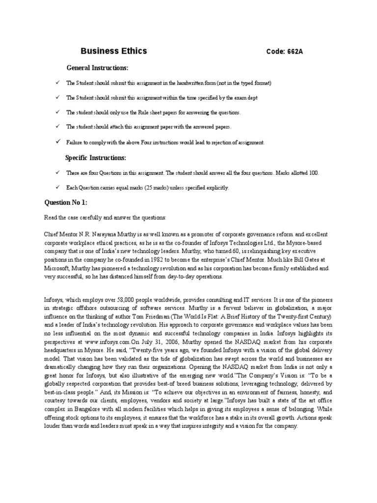 Promoting Ethics and Good Governance: An Analysis of Infosys' Corporate ...