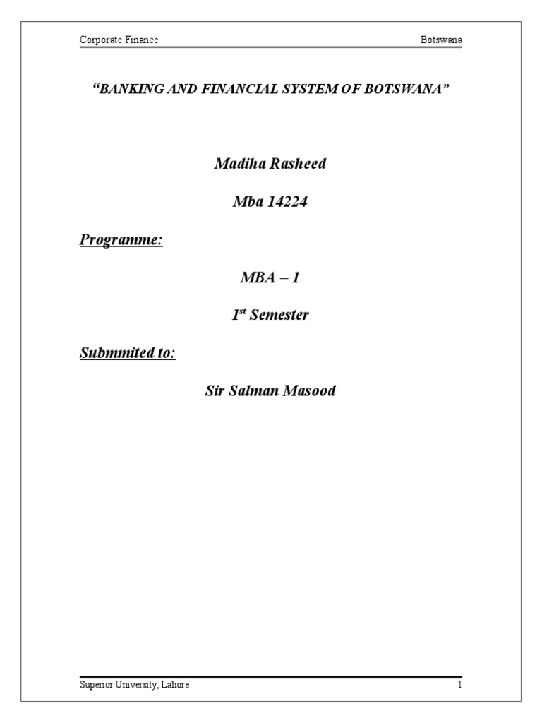 Banking and Financial System of Botswana | PDF | Balance Of Payments ...