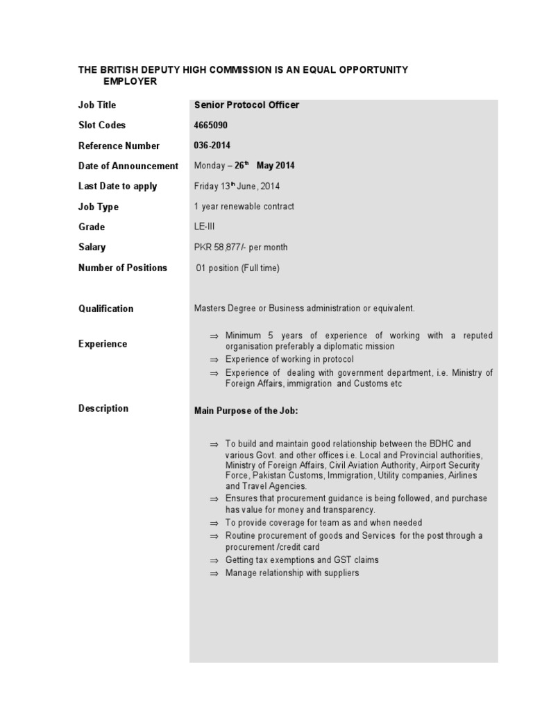 Senior Protocol Officer | PDF | Business