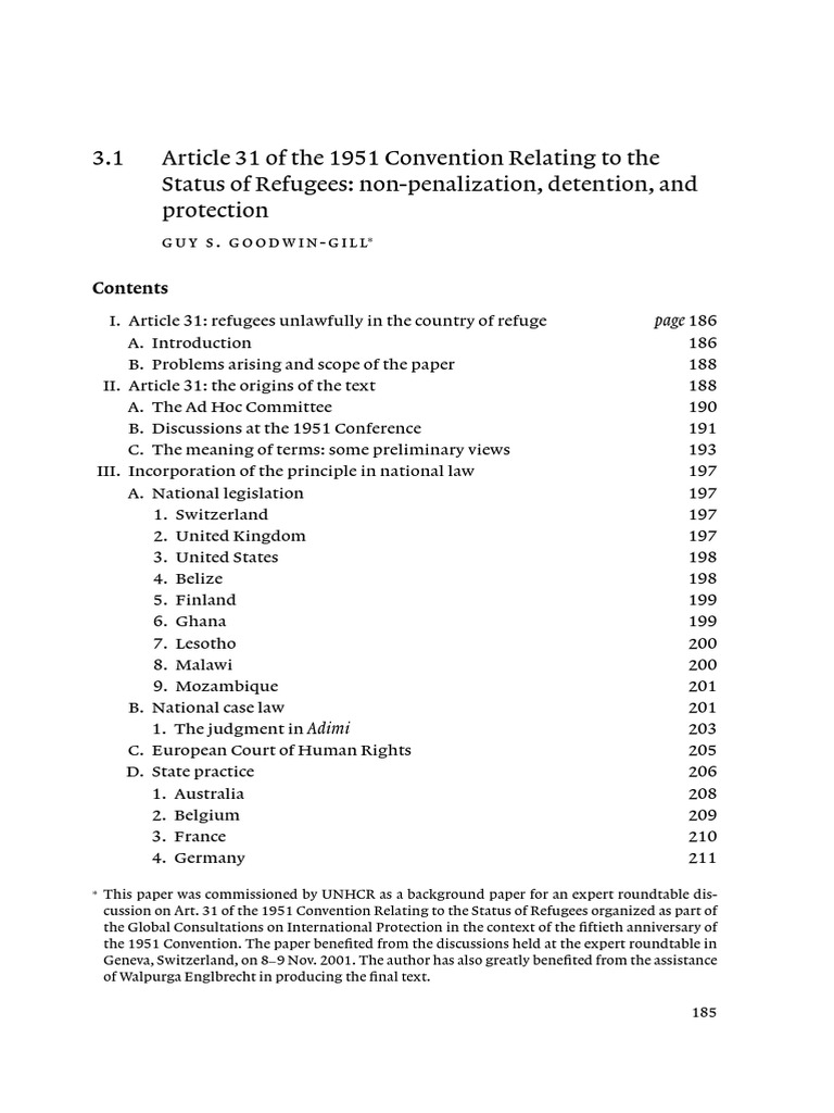 Article 31 of The Refugee Convention | Download Free PDF | Immigration ...