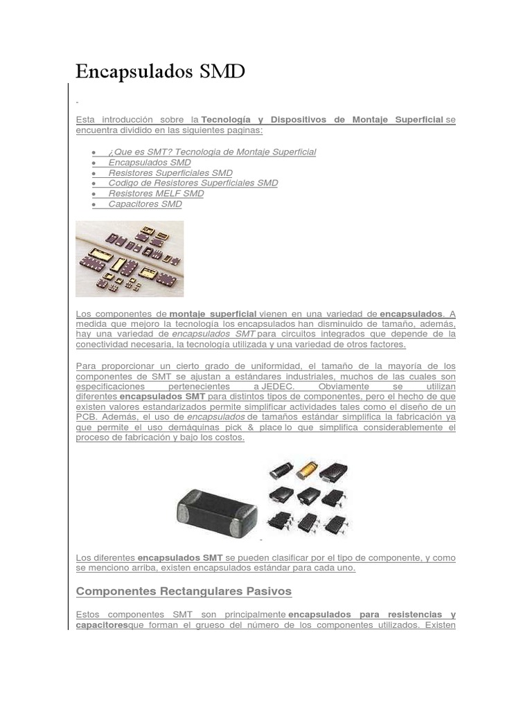 Encapsulados SMD | PDF | Circuito integrado | Resistor
