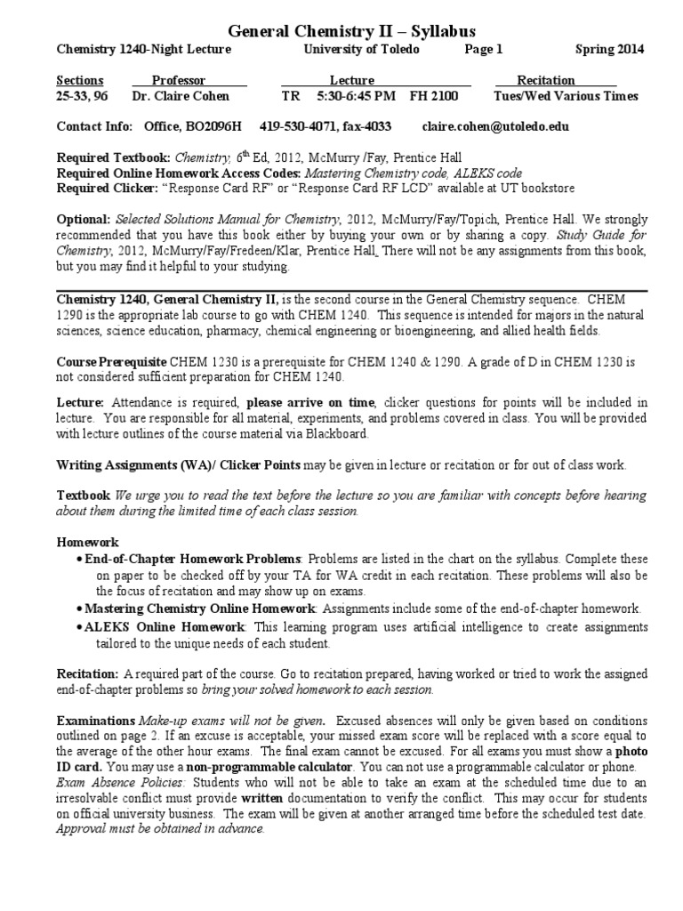 1240 Spring 2014 Syllabus - Night.version2 | PDF | Teaching Mathematics