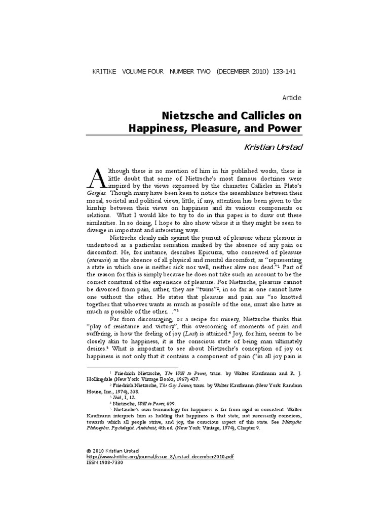 Nietzsche and Callicles | PDF | Friedrich Nietzsche | Suffering