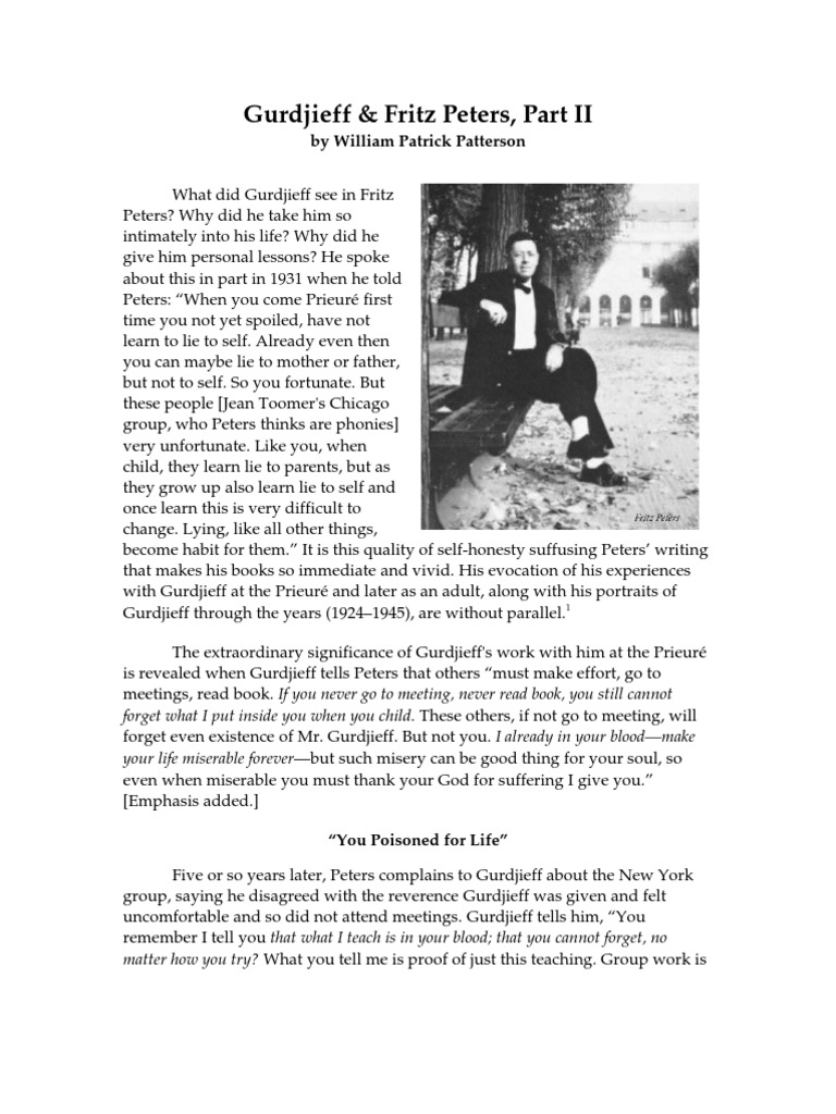 Gurdjieff & Fritz Peters, Part II | PDF | Fourth Way