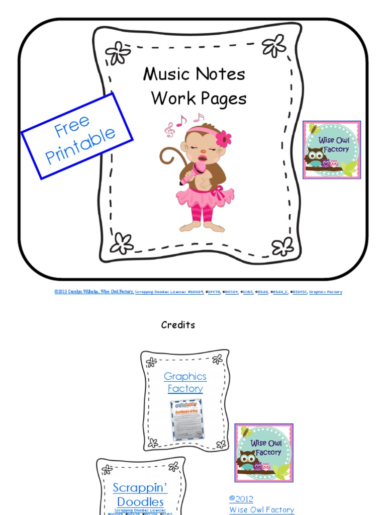 Free Music Notes Work Pages | PDF | Notation | Musical Notation