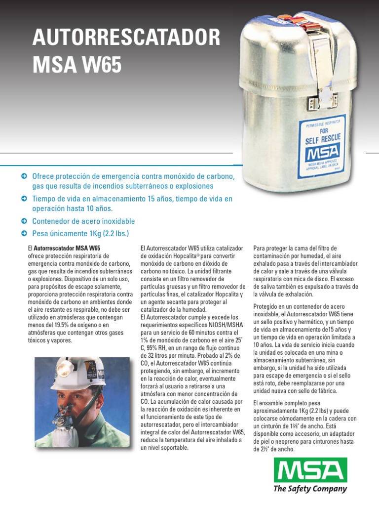 File 7b0a6a160b 3246 Autorescatador Msa w65 | PDF