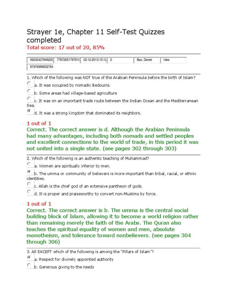 Chapter 11 Self-Test | PDF | Shia Islam | Jihad