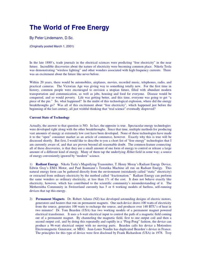 (Ebook) The World of Free Energy | PDF | Heat Pump | Steam Engine