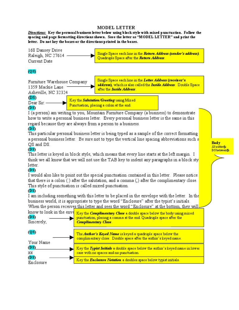 Model Letter Business Letter | PDF | Punctuation | Typographical Symbols