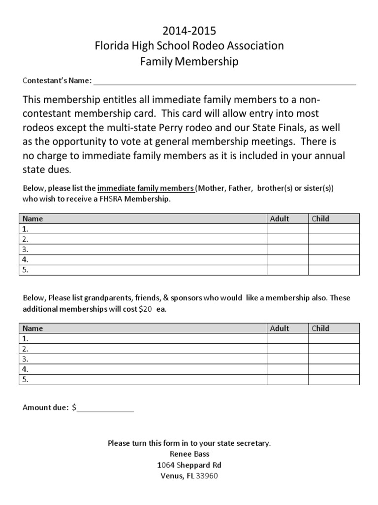 Family Membership Forms 2014-2015 | PDF | Politics | Sports & Recreation