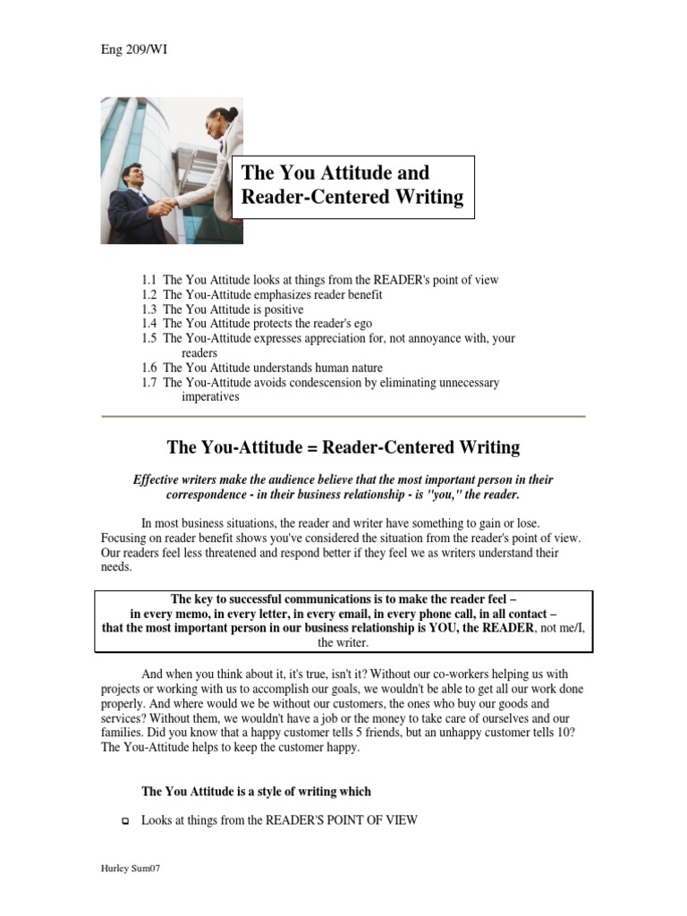 Reader Centered Writing | PDF | Email | Attitude (Psychology)