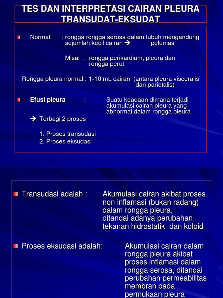 Tes Dan Interpretasi Cairan Pleura Transudat - Eksudat | PDF