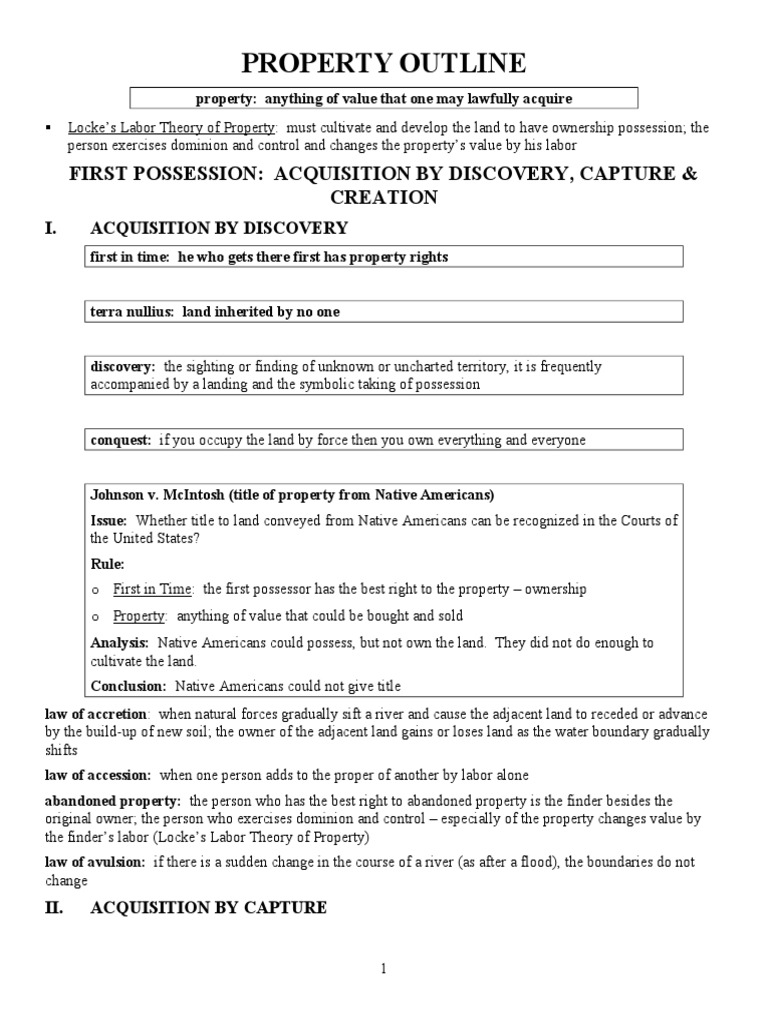 Prop Outline | PDF | Fee Simple | Intestacy