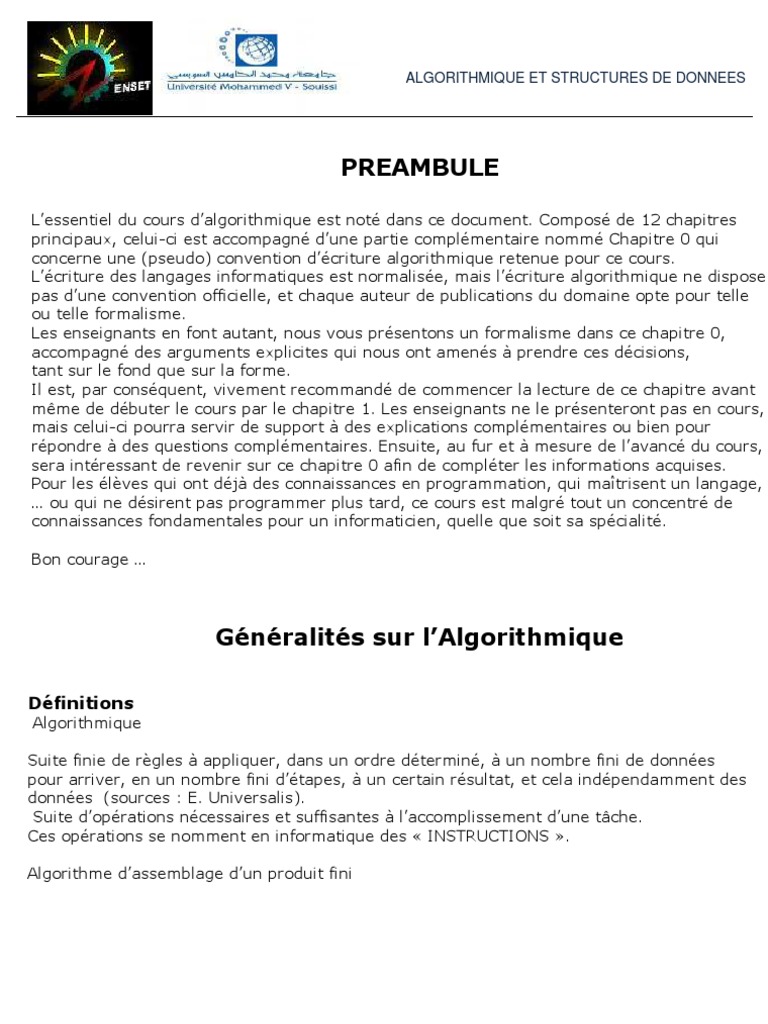 Algorithmique Et Structures de Données - Cours | PDF | Pointeur (programmation) | Variable ...