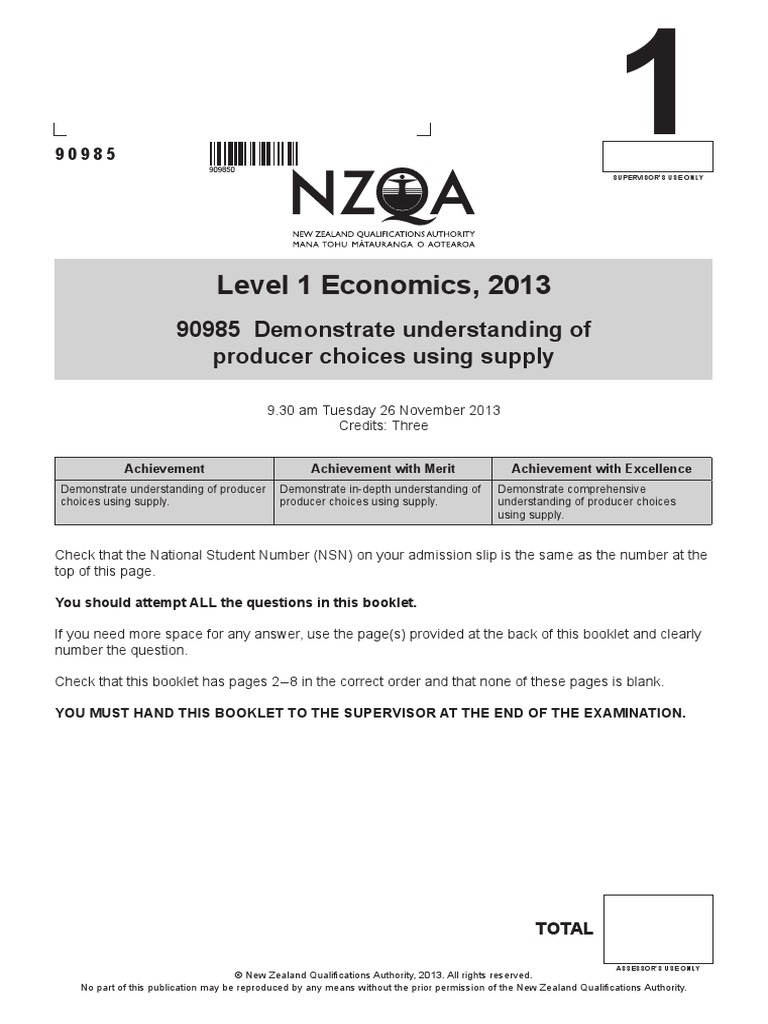 As 90985 Exam 2013 | PDF | Labour Economics | Economics