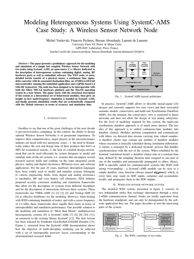 Modeling Heterogeneous Systems Using Systemc-Ams Case Study: A Wireless Sensor Network Node ...