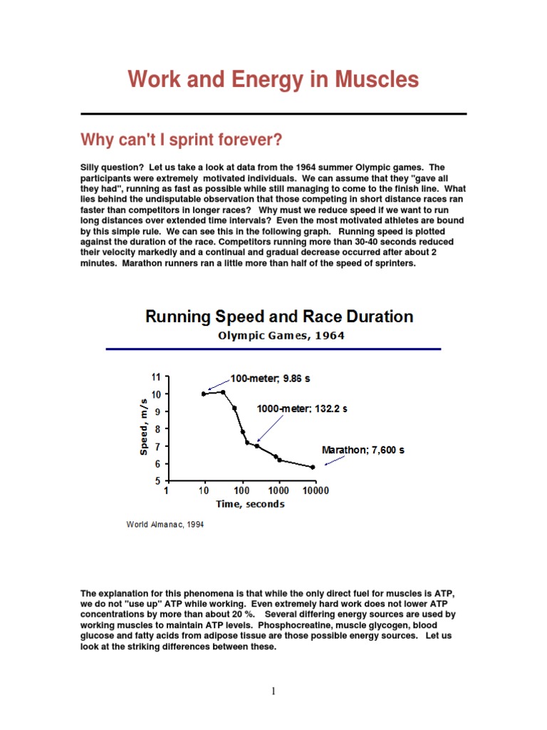 Work and Energy in Muscles: Why Can't I Sprint Forever? | PDF ...