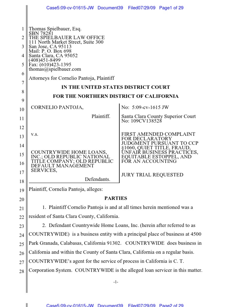 1st Amended Complaint Sample From Other Atty | PDF | Deed Of Trust ...