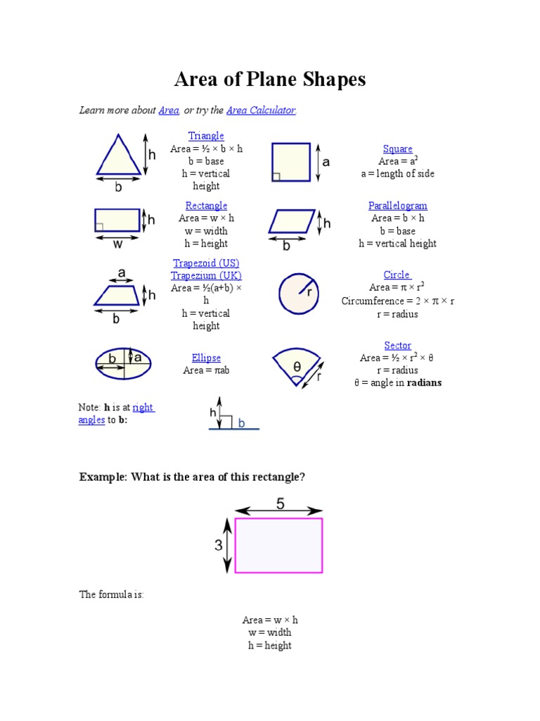Area of Plane Shapes | PDF | Area | Elementary Geometry