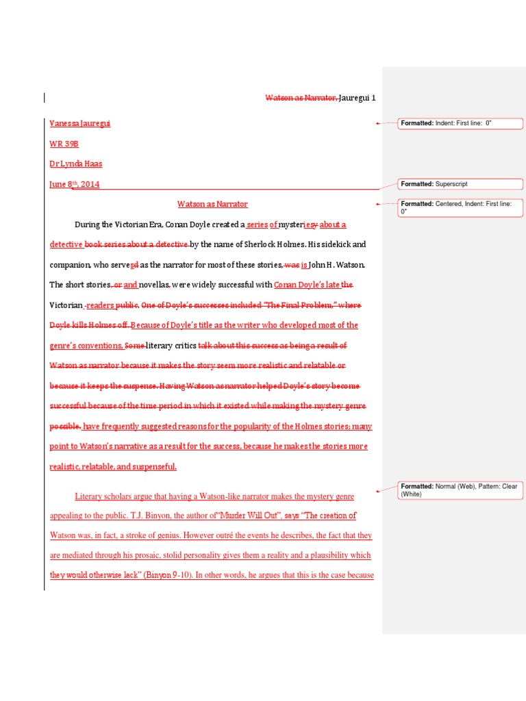 Lit Response Final Draft 2 | PDF | Dr. Watson | The Final Problem